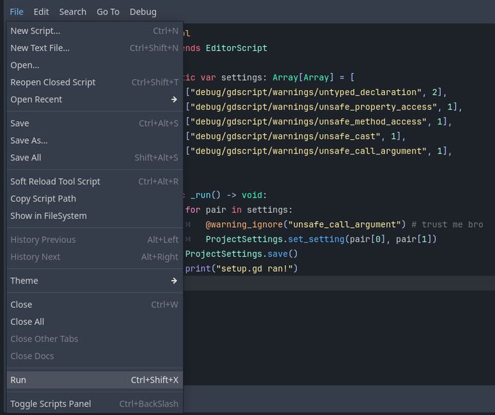 Godot project configuration with GDScript | rp.wtf